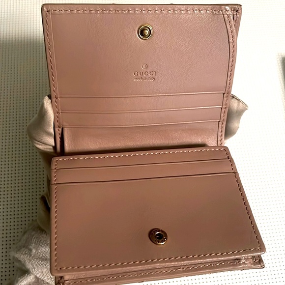 Gucci | Bags | Gucci Marmont Dusty Rose Quilted Leather Wallet Card ...